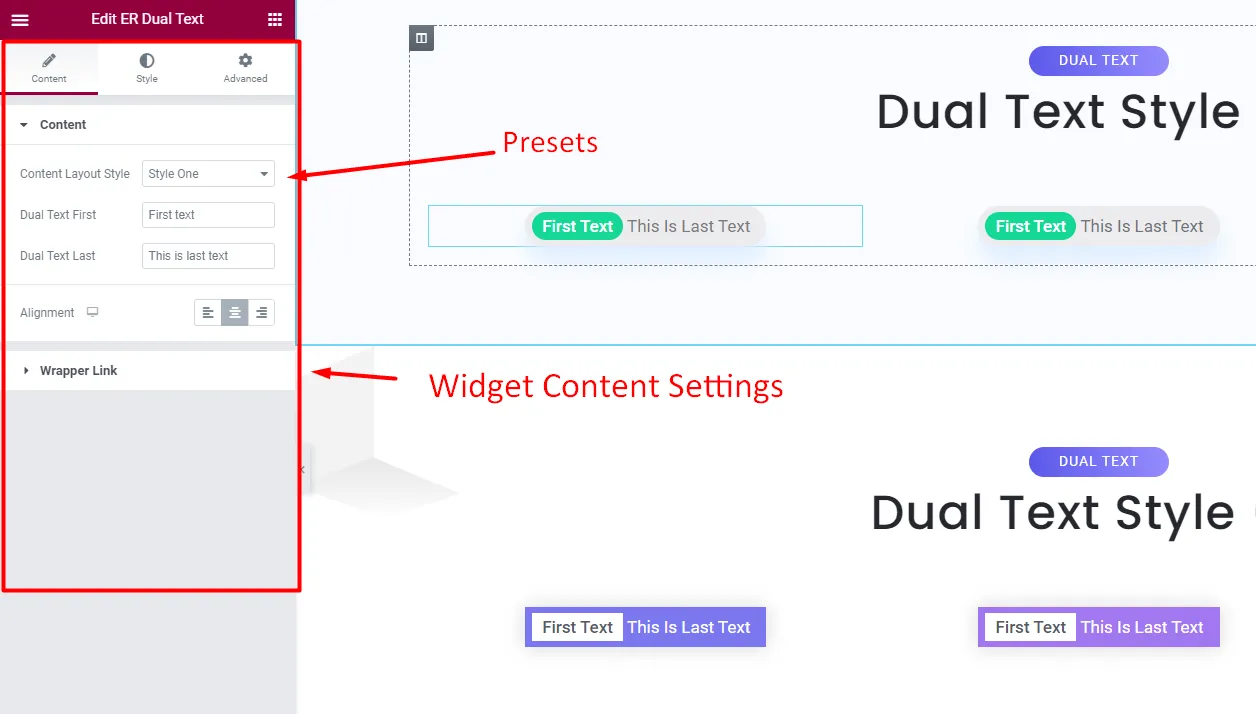 How to Use ER Dual Text Widget