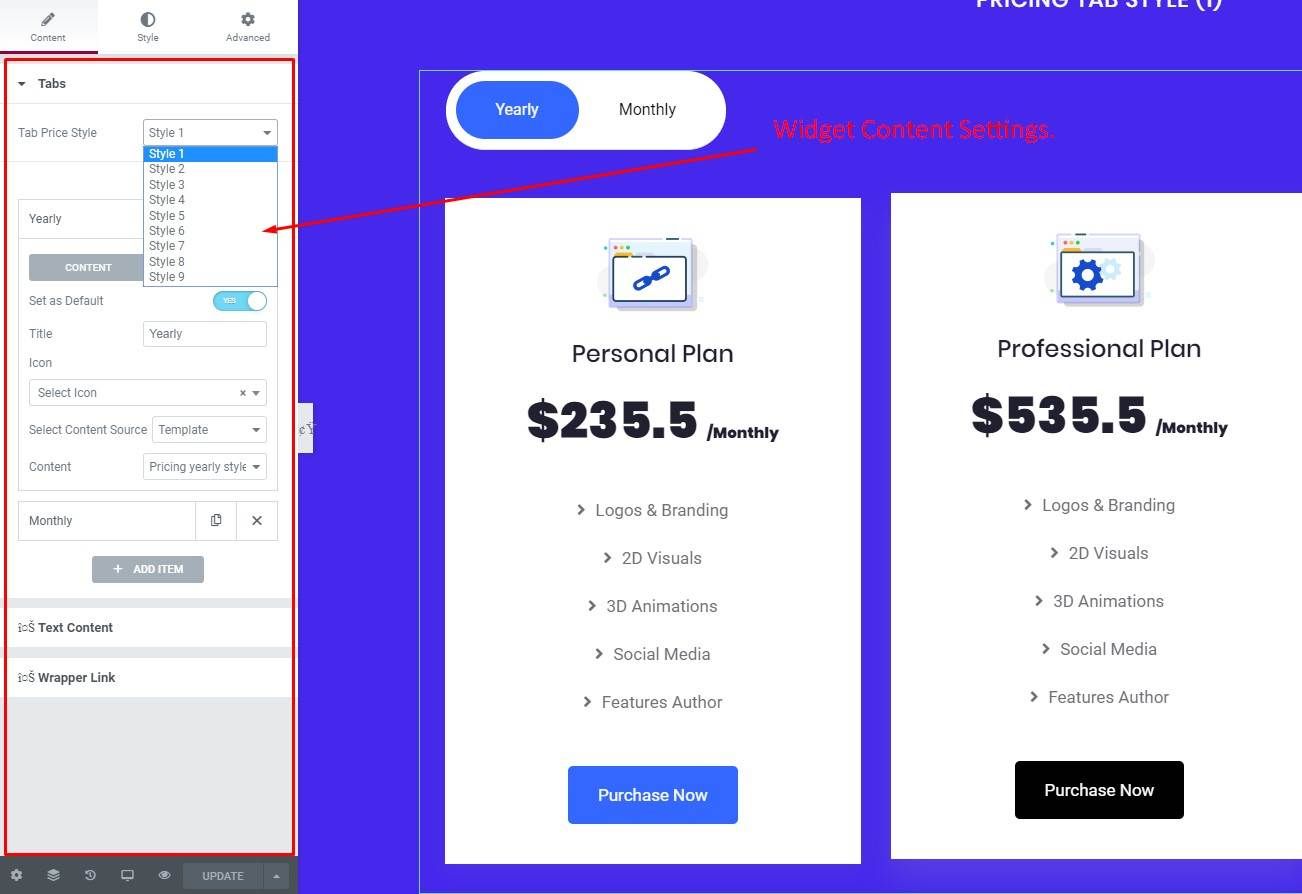 Price Tab Documentation - ElementsReady